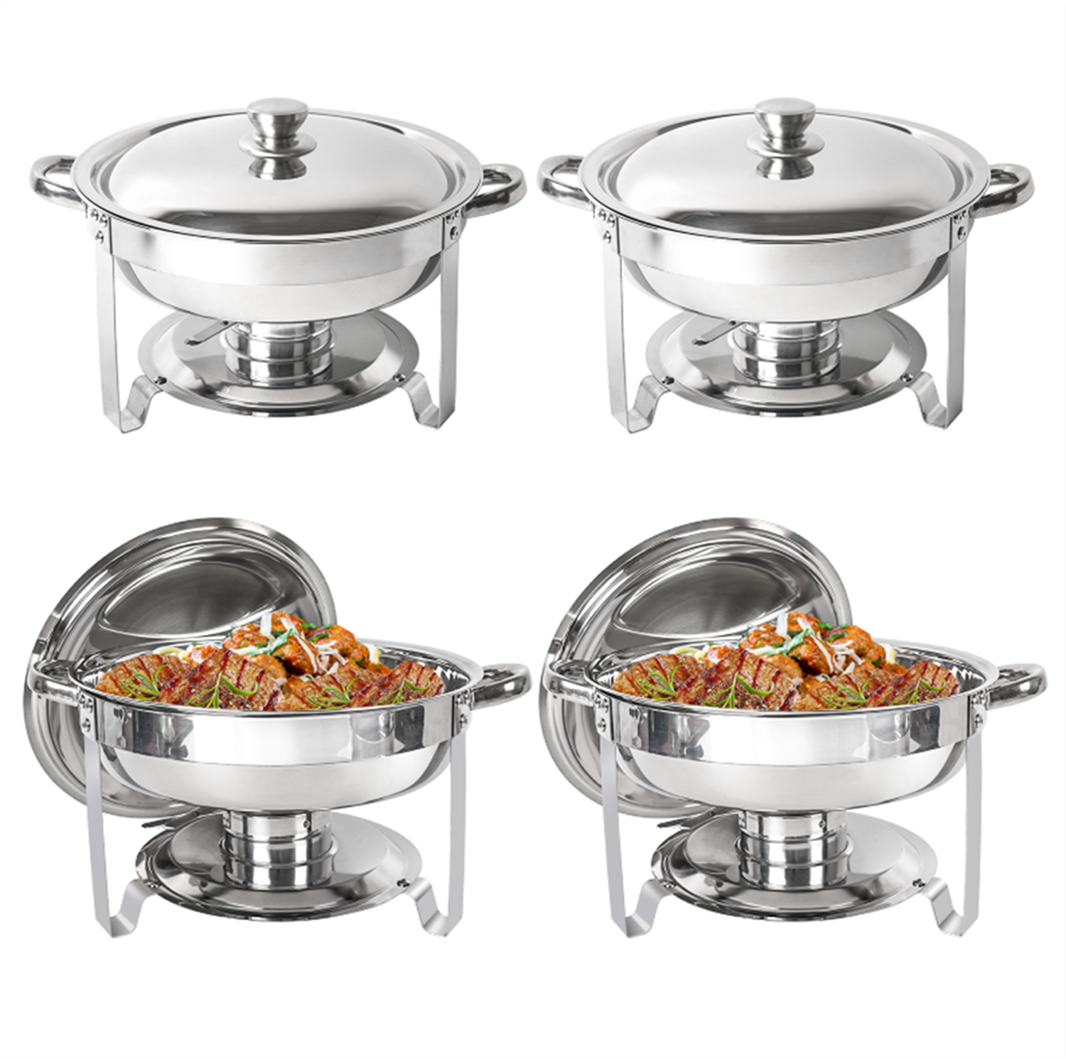 SuperDeal Glossy Round Chafing Dish 5Qt. Buffet Stove Hotel Catering ...