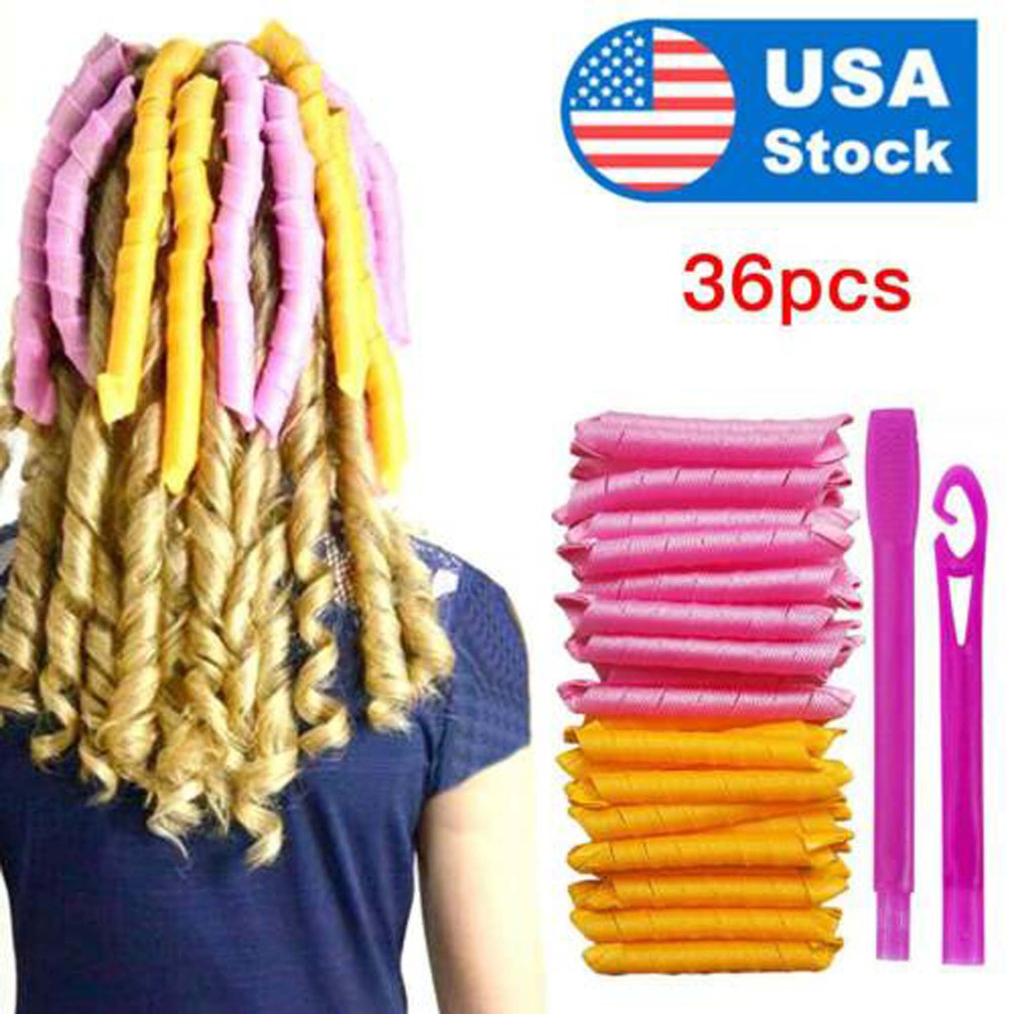 IMAGE 36Pcs Magic Long Hair Curlers, 55CM Heatless Bendy Spiral Rollers ...