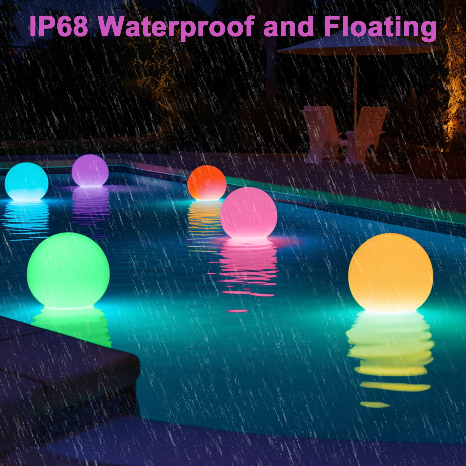 IMAGE 6PCS RGB Color Changing LED Pool Ball Lights with Foldable Hook ...