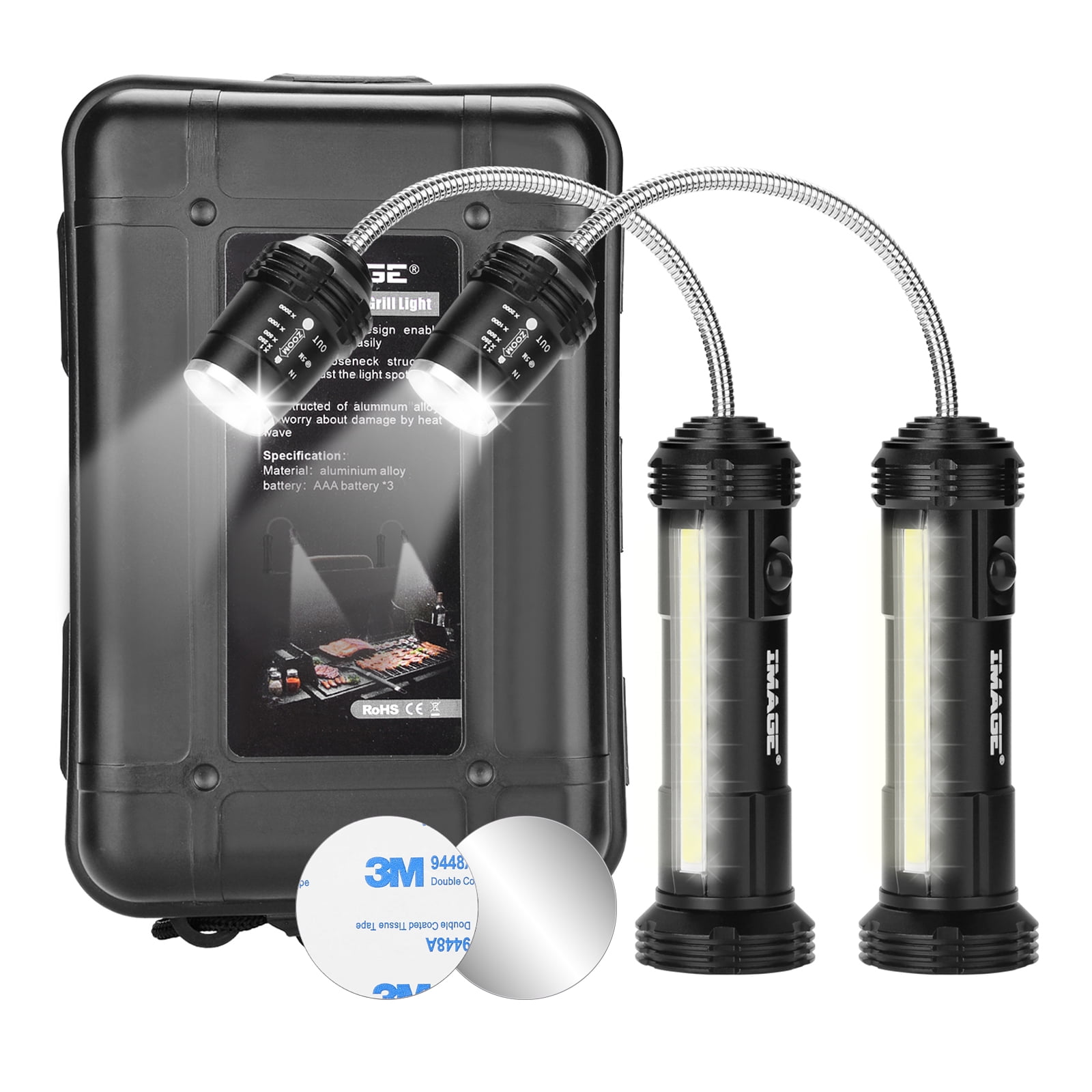 IMAGE BBQ Grill LED Lights 2pack Adjustable Magnetic Base Barbecue Side ...