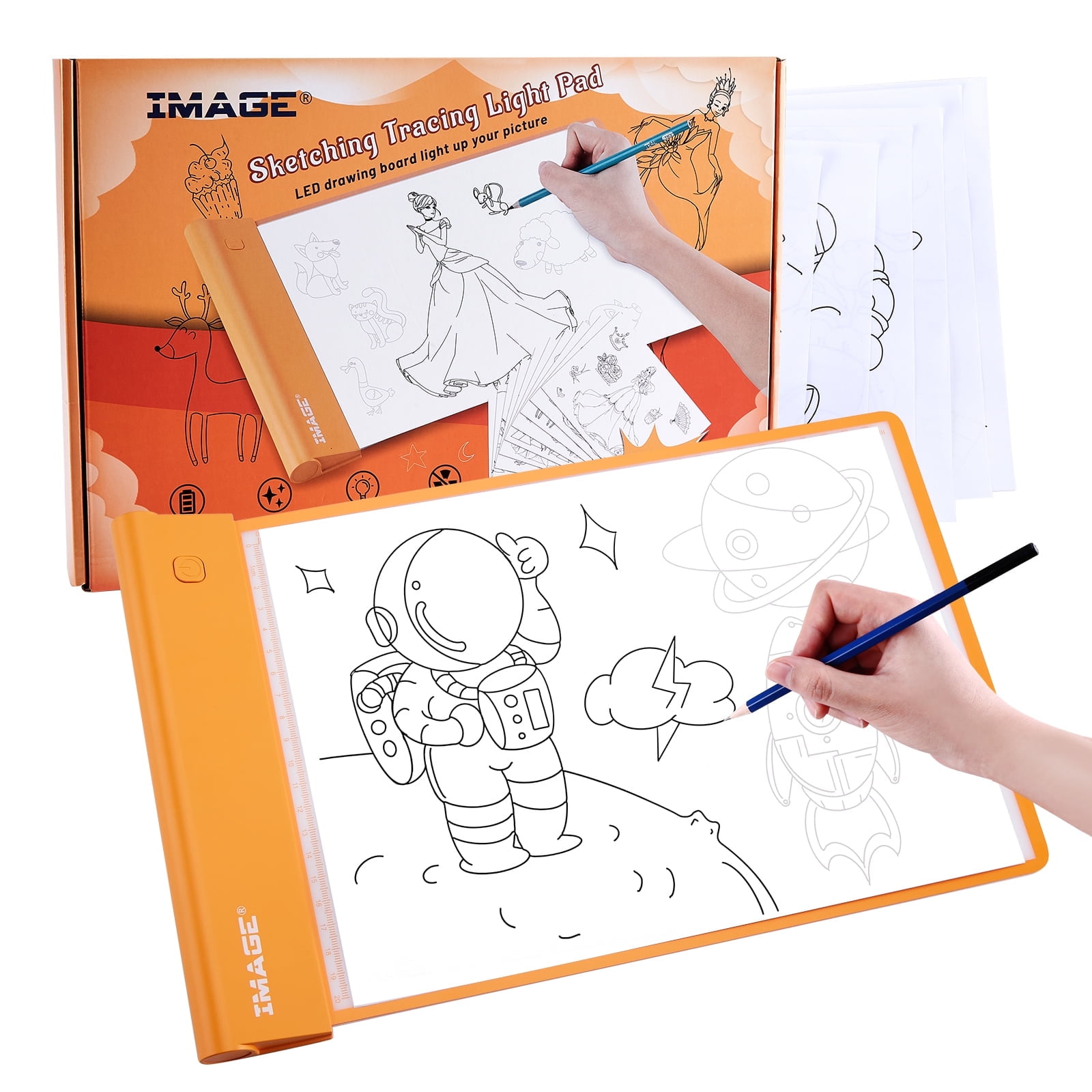 IMAGE Light-up Tracing Pad Orange Coloring Drawing Art Gift Toy Girls ...