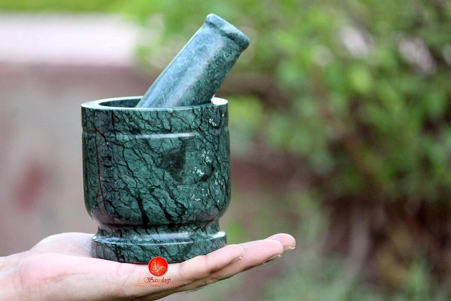 IMAGICART Green Marble Imam Dasta Granite Mortar and Pestle Set Ohkli ...