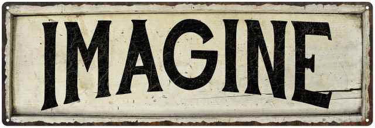 IMAGINE Farmhouse Style Wood Look Sign Gift 6x18 Metal Decor ...