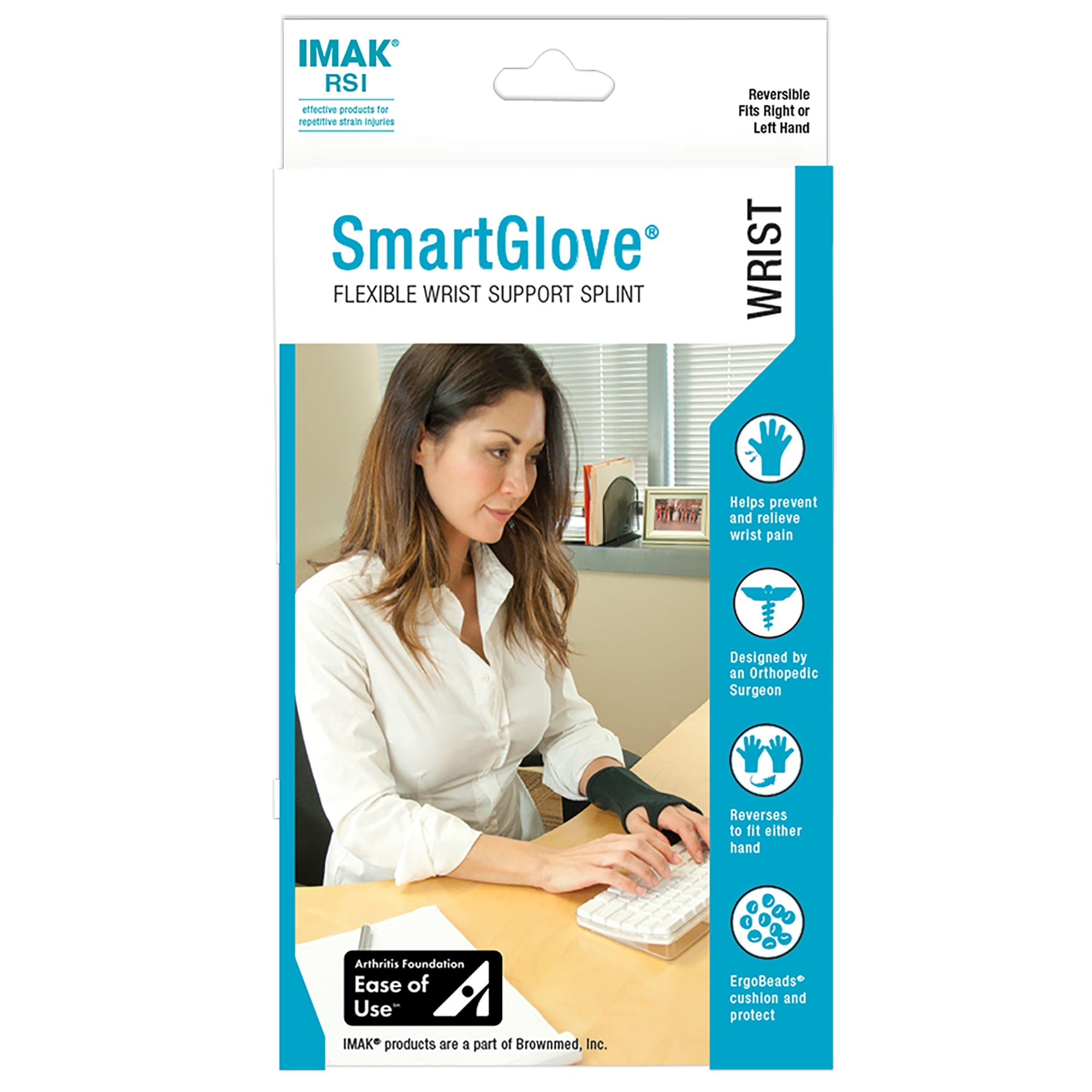 IMAK RSI SmartGlove Black Cotton / ergoBeads® Pull-On Wrist Splint for ...