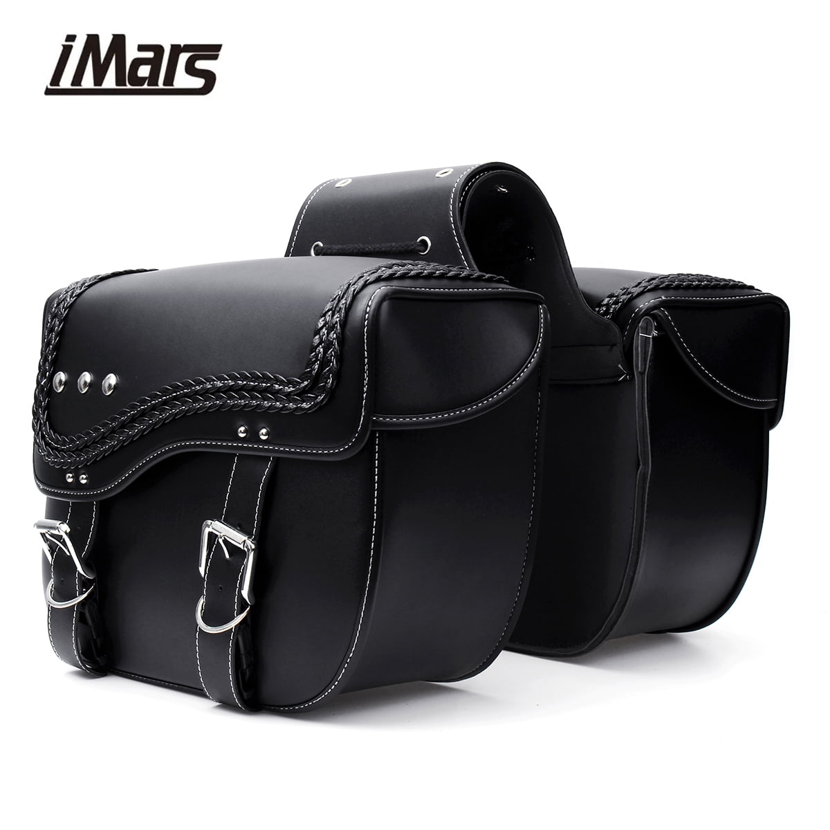IMARS 2 Pack Motorcycle Saddle Bags, Universal PU Leather Side Tool Bag ...