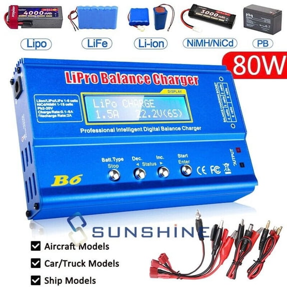 IMAX B6 AC 80W Digital RC Li-ion LiPo LiFe NiMh/NiCD Battery Balance ...
