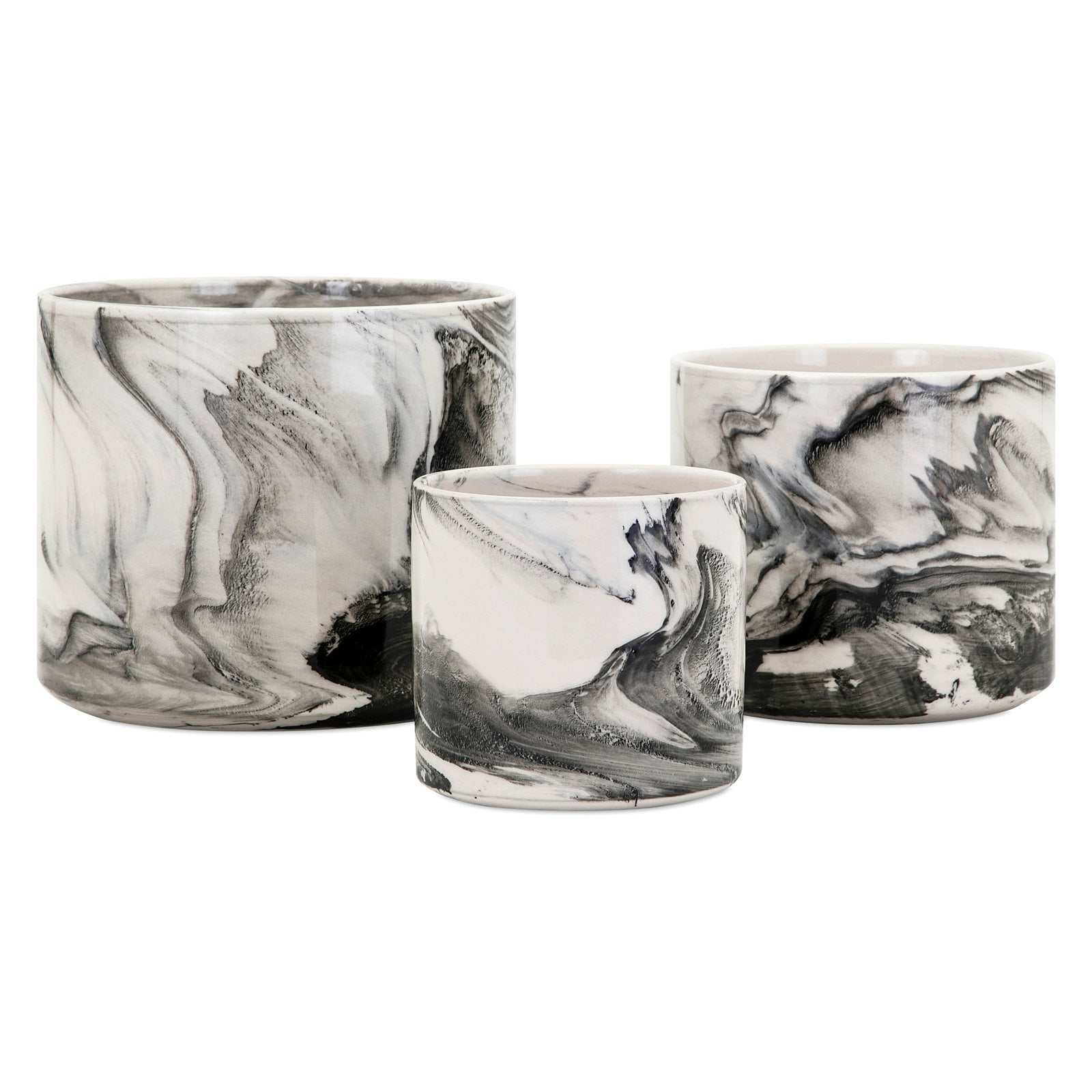 IMAX Kai Faux Marble Planters - Set of 3 - Walmart.com