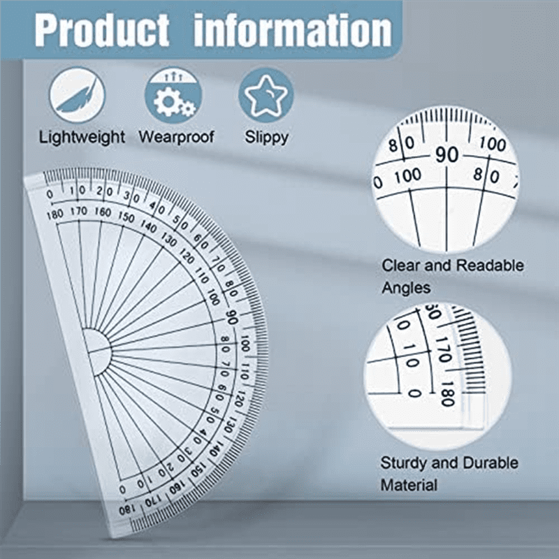IMCBSTT 100 Pcs Math Protractors Plastic Protractor 180 Degrees ...