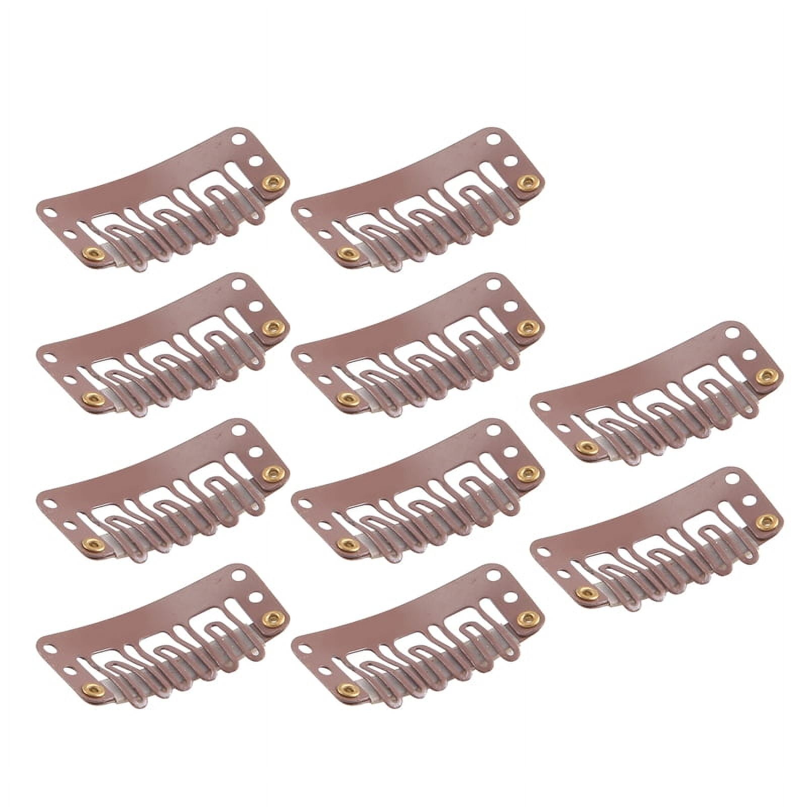 IMCBSTT 10pcs Brown Snap Clips U-shape Metal Clips for Hair Extensions ...