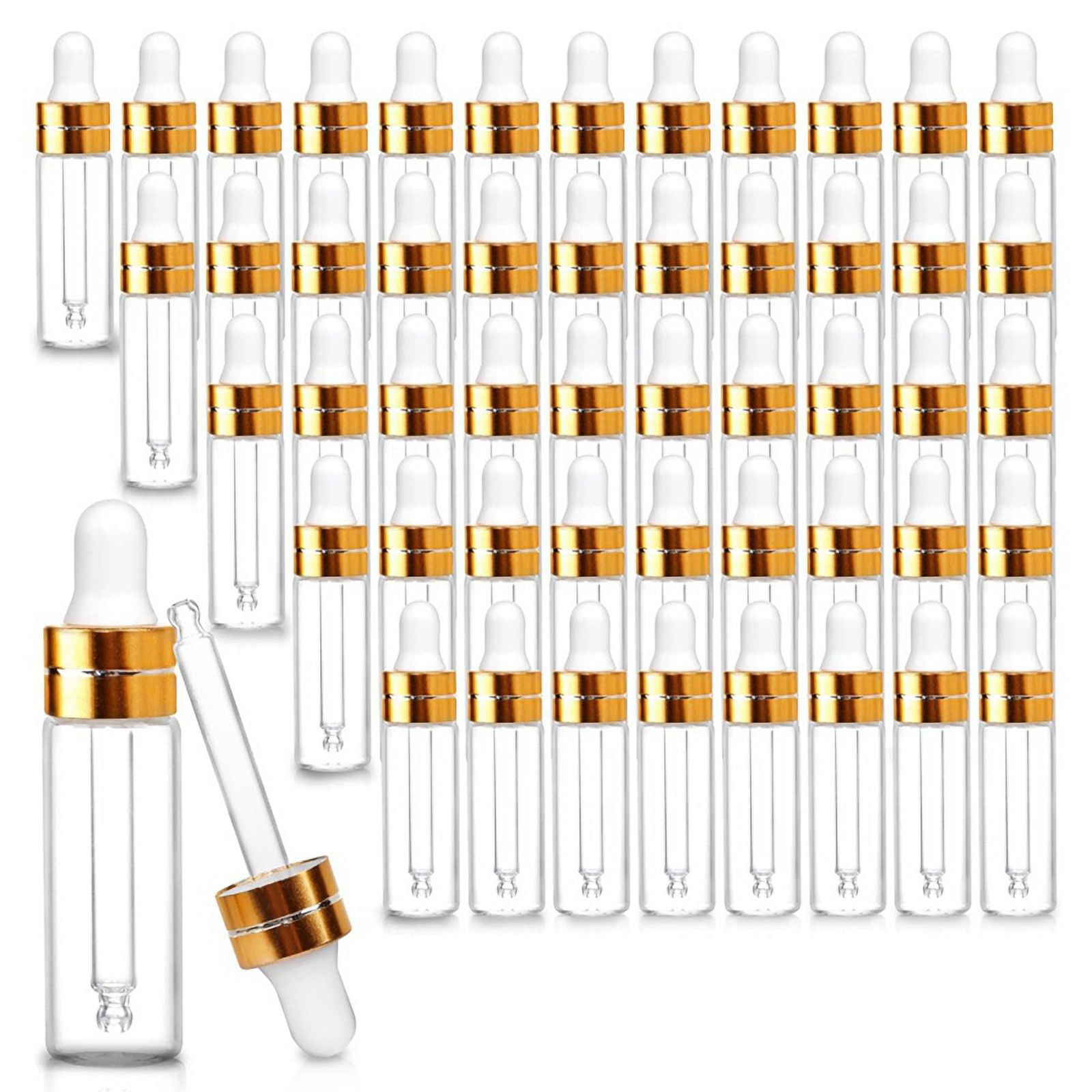 IMCBSTT 50 Pack 2Ml Clear Glass Dropper Bottles, Mini Sample Dropper ...