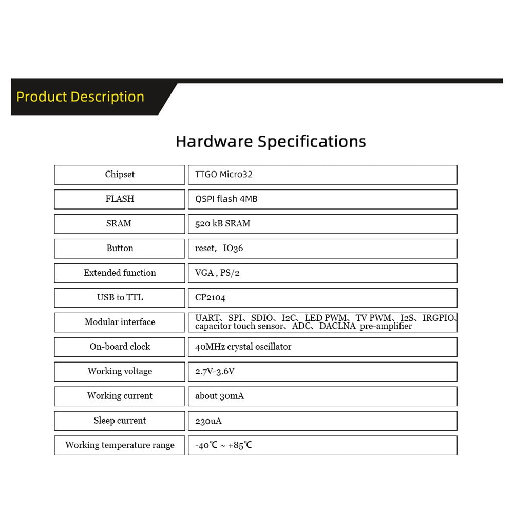 IMCBSTT FabGL VGA32 VGA ESP32 PSRAM Module V1.4 Controller PS/2 Mouse Keyboard Graphics Library ...