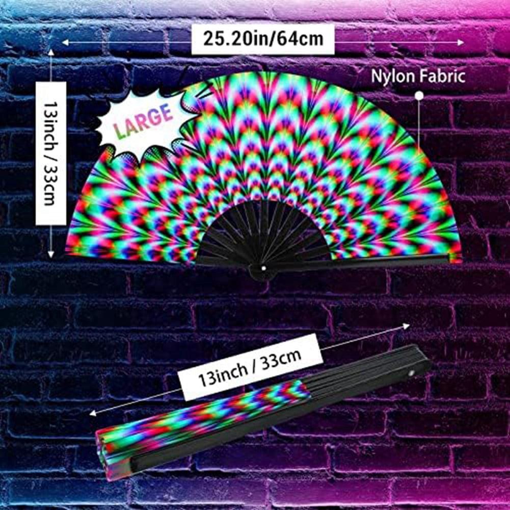 IMCBSTT Women Raves Fold Hand Fan Fluorescence Glow Club Prom Disco ...