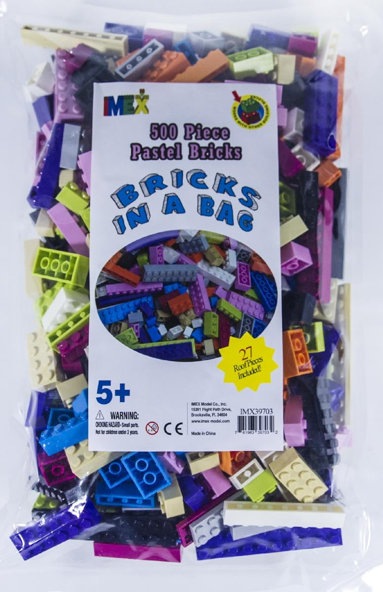 IMEX 500 Piece Assorted Size Pastel Colored Interlocking Building ...