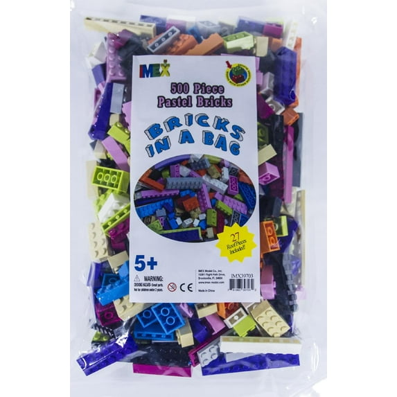 IMEX 500 Piece Assorted Size Pastel Colored Interlocking Building ...
