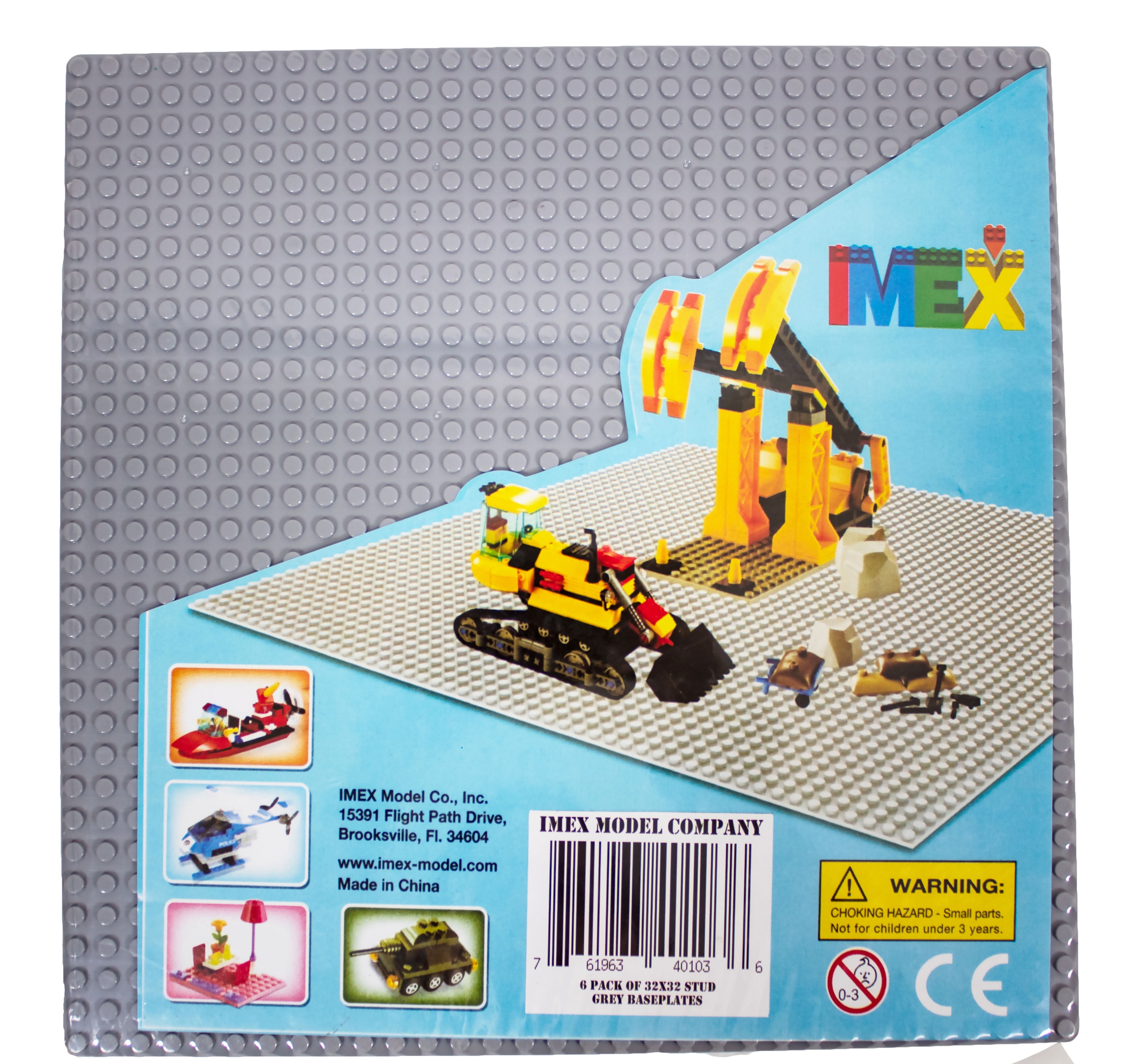 IMEX 6 Pack Light Grey Building Block Baseplates- 32x32 Stud (10”x10 ...
