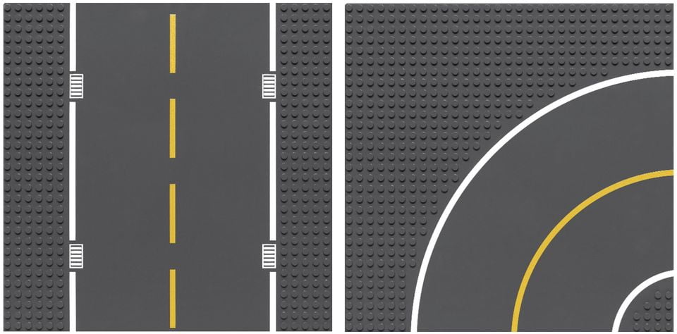 IMEX Build a Road Baseplate Set- 4 Straight and 4 Curved Roads, 10" x ...