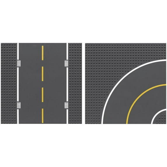 IMEX Build a Road Baseplate Set- 4 Straight and 4 Curved Roads, 10" x ...