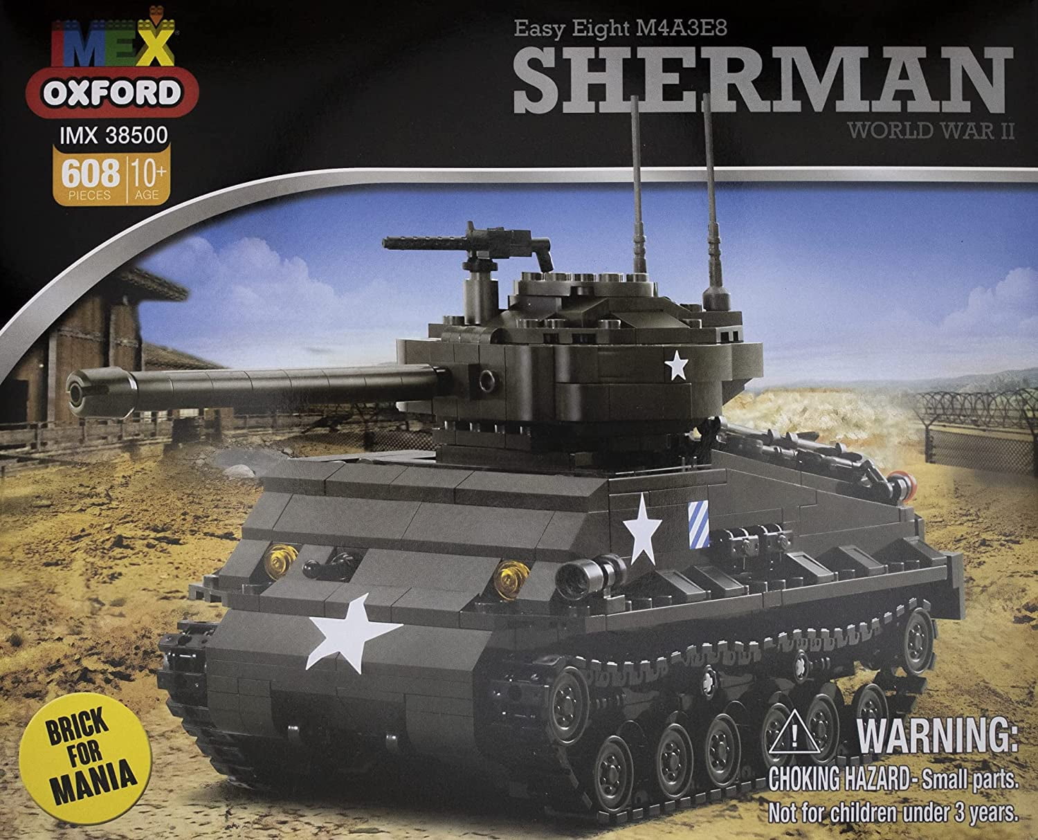 IMEX Oxford Sherman U.S. Medium Tank Brick Building Set (608 Pieces ...