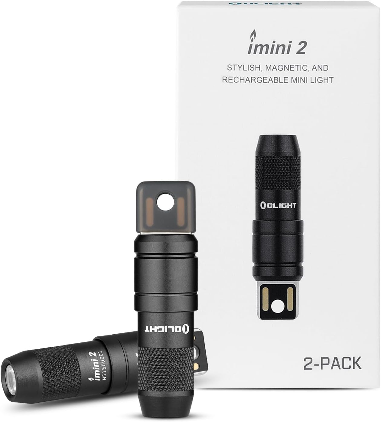 IMINI 2 EDC Rechargeable Keychain Flashlight, 50 Lumens Compact and ...