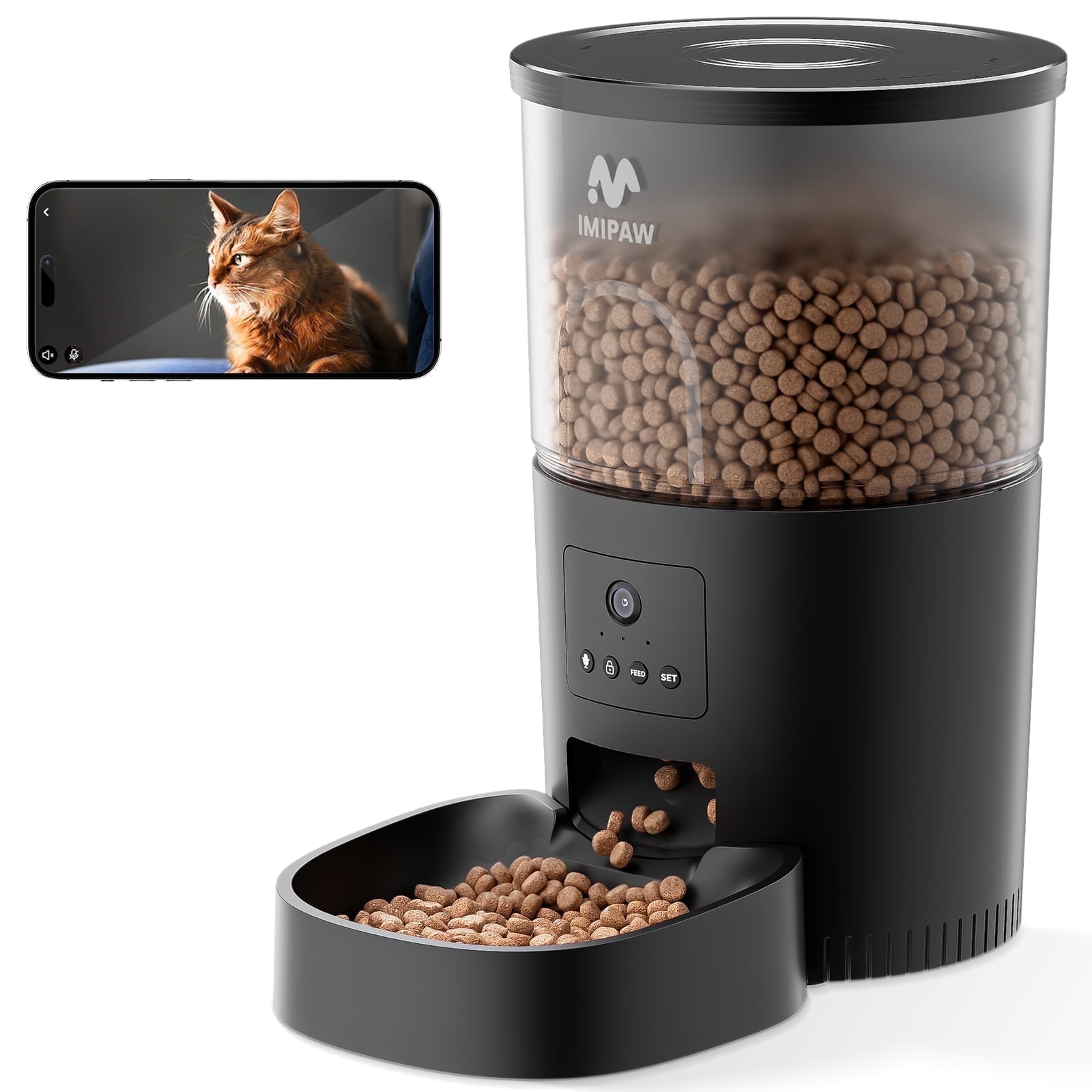 IMIPAW Automatic Cat Feeder with Camera 1080P HD Video Programmable Cat ...