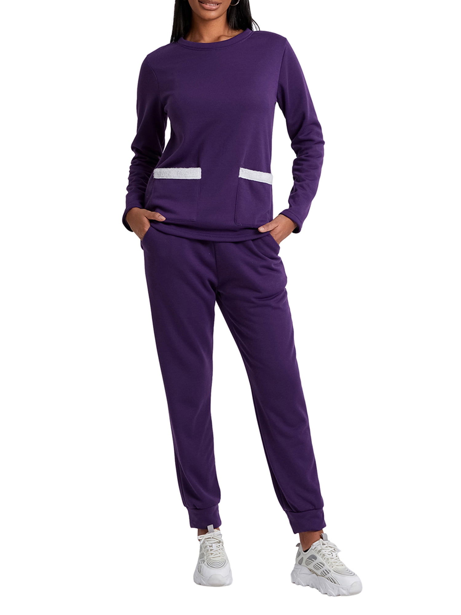 IMISSILLEB 2 Piece Tracksuits For Women Fleece Warm Long Sleeve ...