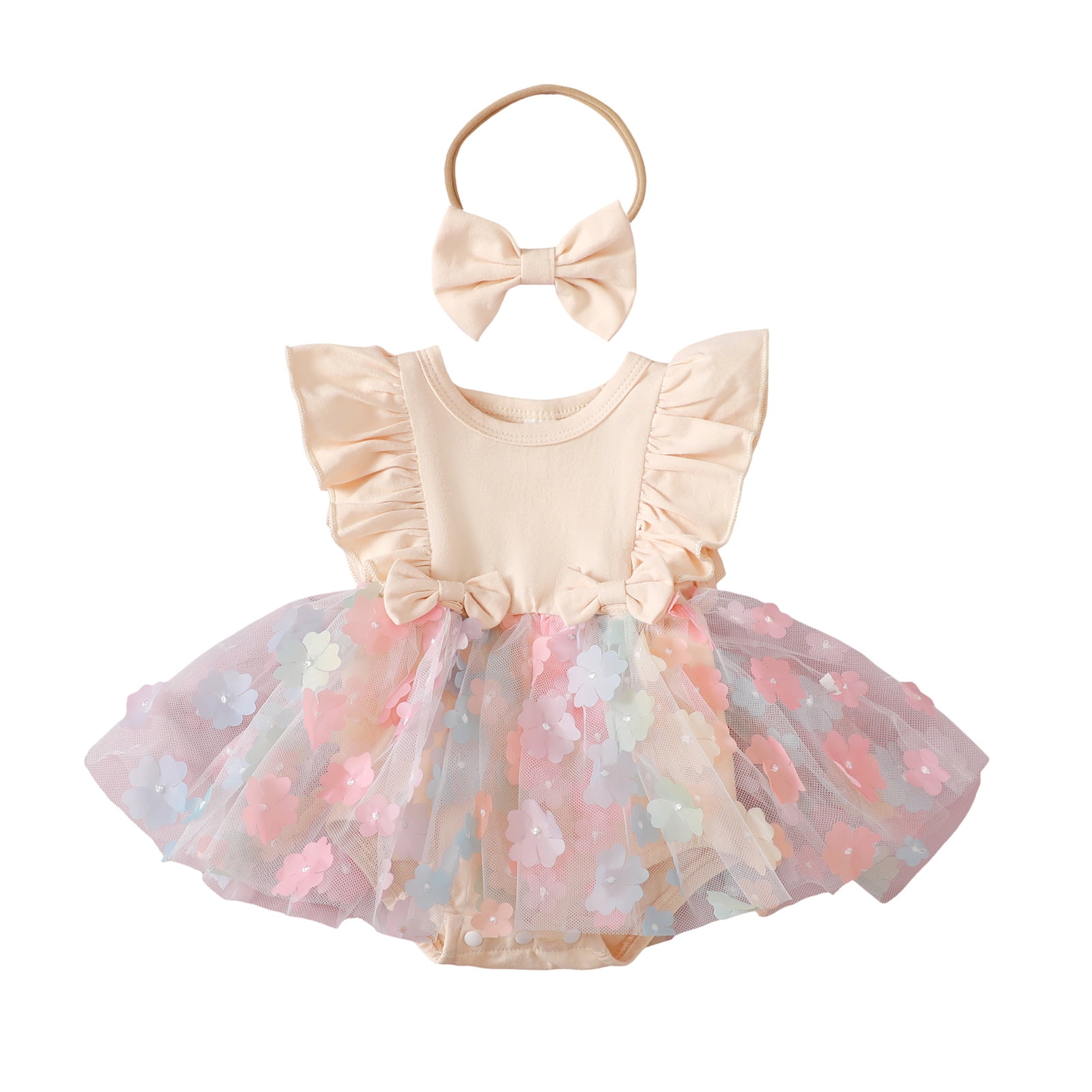 IMISSILLEB Infant Baby Girls Summer Romper Dress with Bow Headband ...