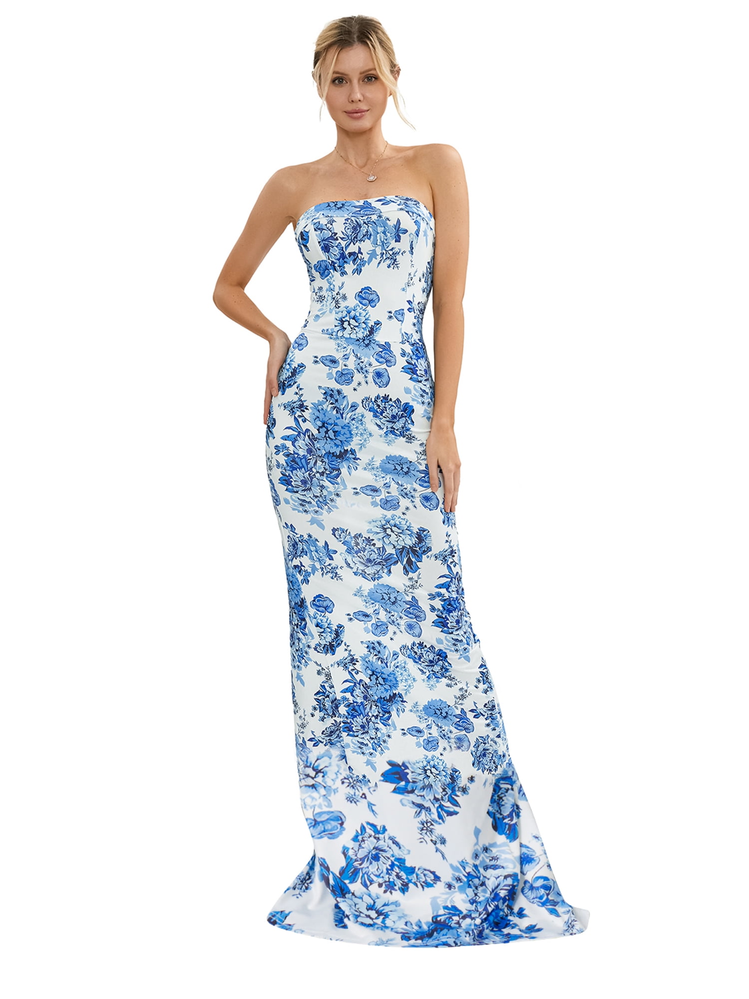 IMISSILLEB Women Off-shoulder Sleeveless Dress Summer Elegant Strapless ...