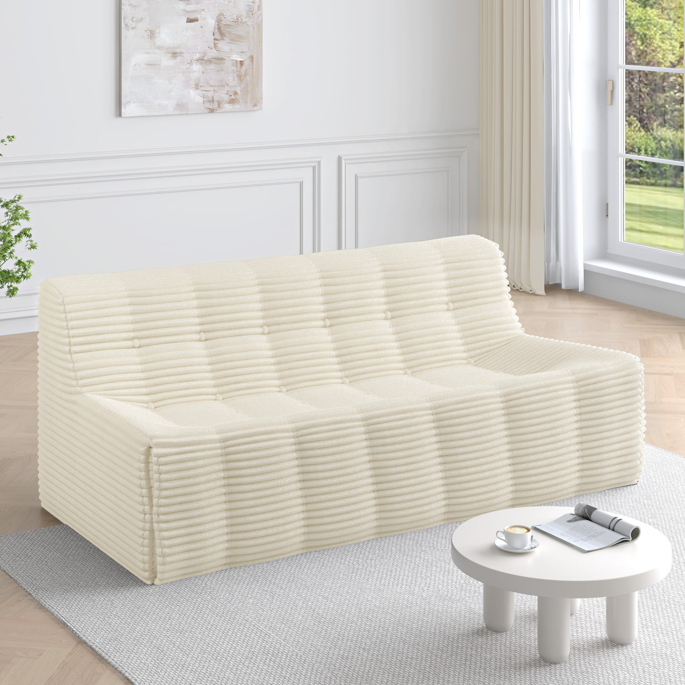 IMKHK 75" Compression Sofa, Modern Full Sponge Deep Seat Corduroy Sofa ...