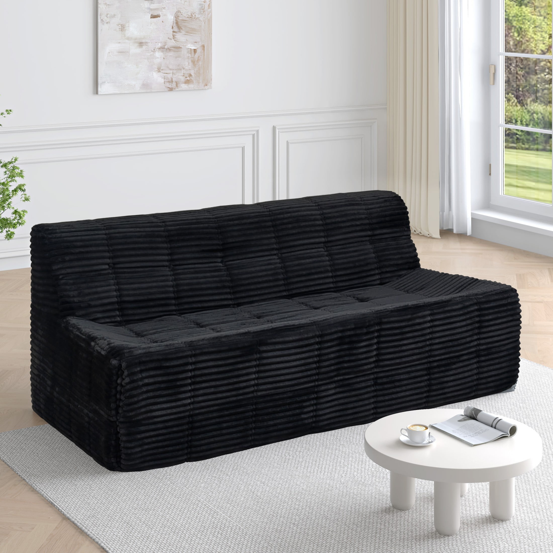IMKHK 75" Compression Sofa, Modern Full Sponge Deep Seat Corduroy Sofa ...