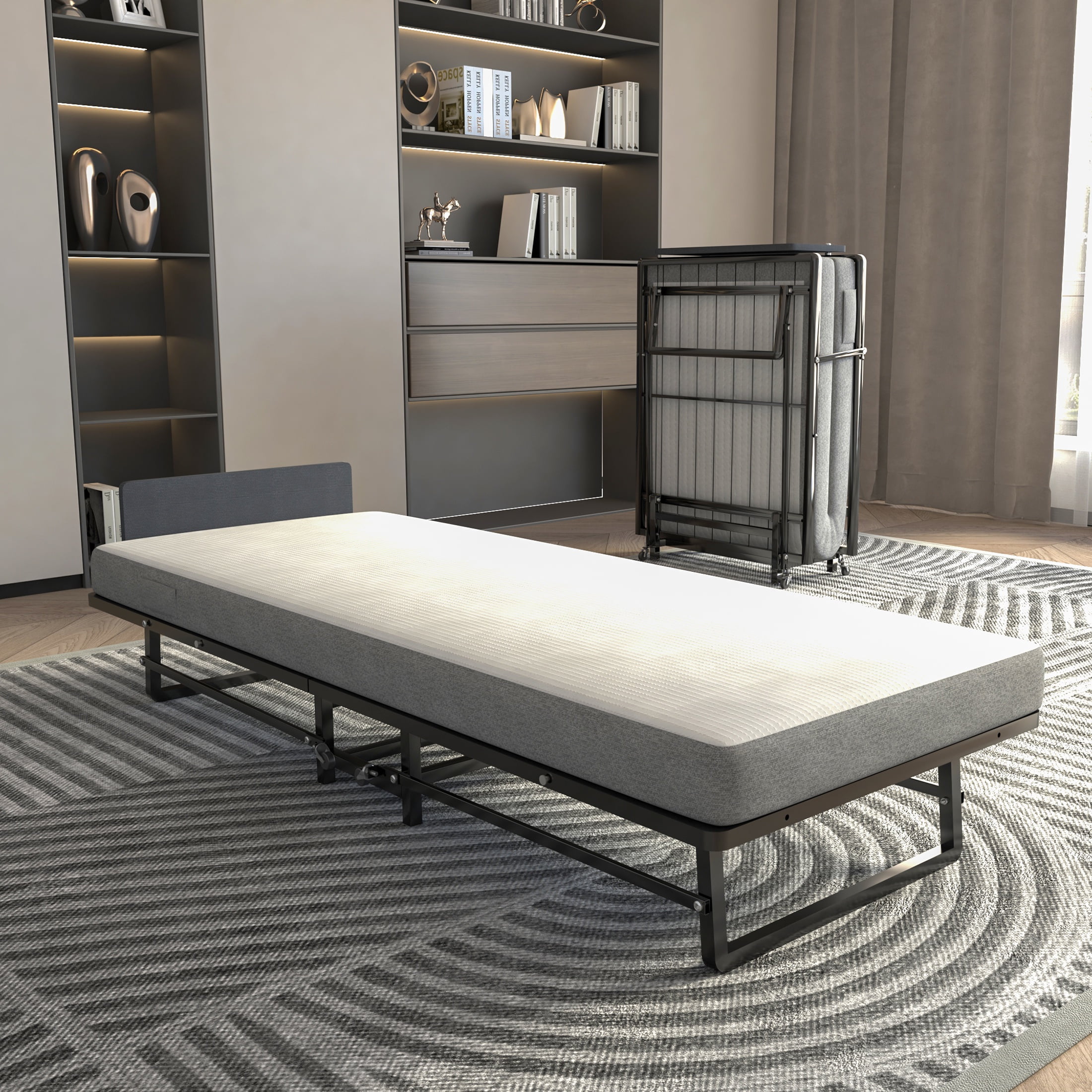 IMKHK 75x30 Folding Bed with Mattress, Portable Roll Away Adult Bed on ...