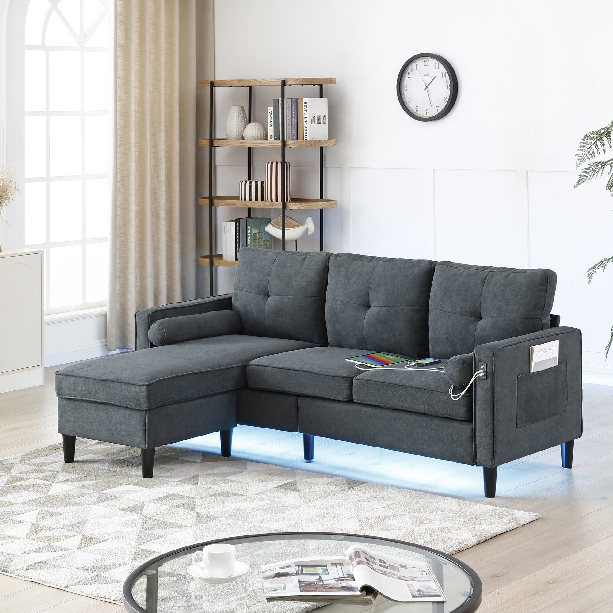 IMKHK Convertible Sectional Sofa Couch with Storage Ottoman, L-Shaped ...