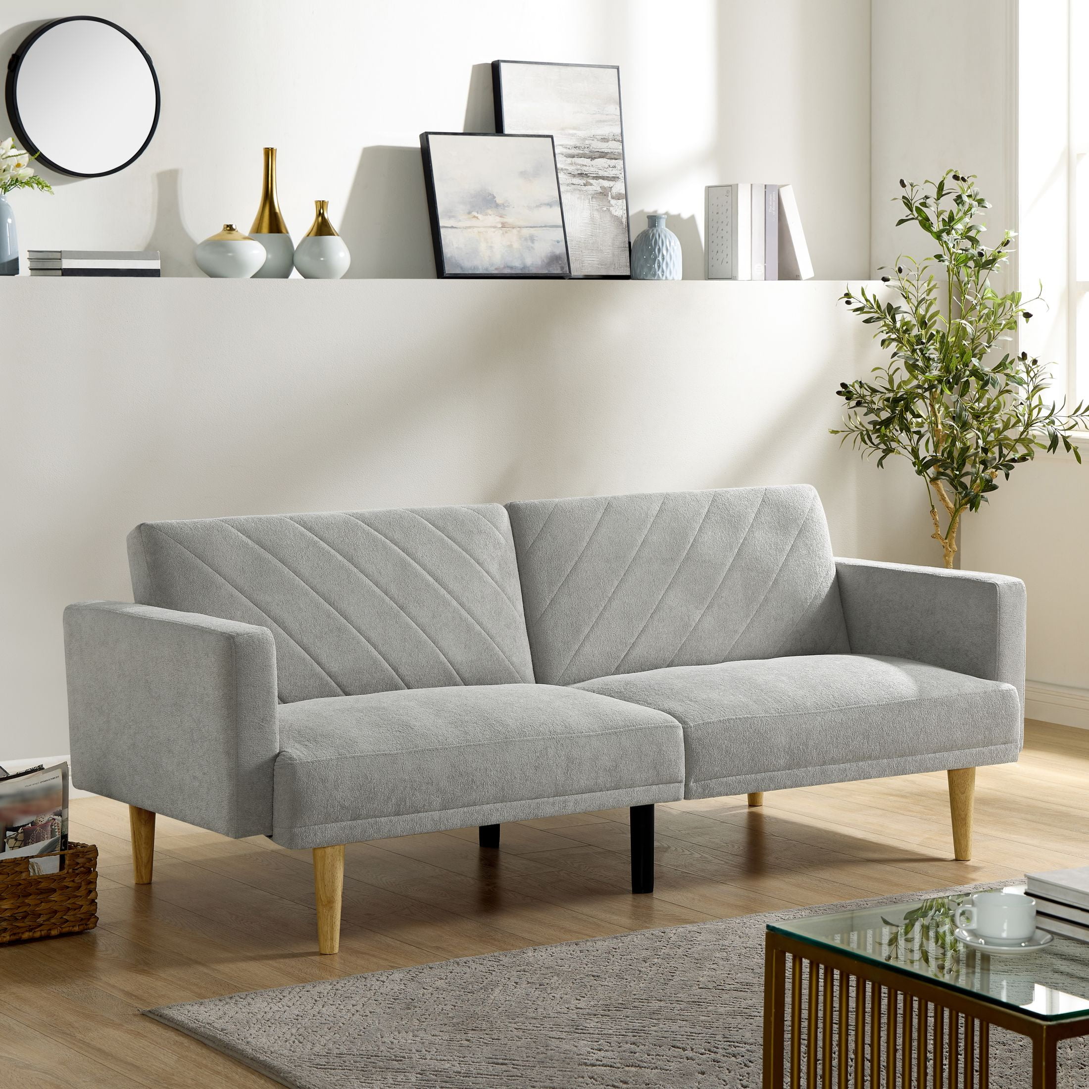 IMKHK Convertible Sleeper Sofa Bed, Modern Velvet Fabric Futon Sofa Bed ...