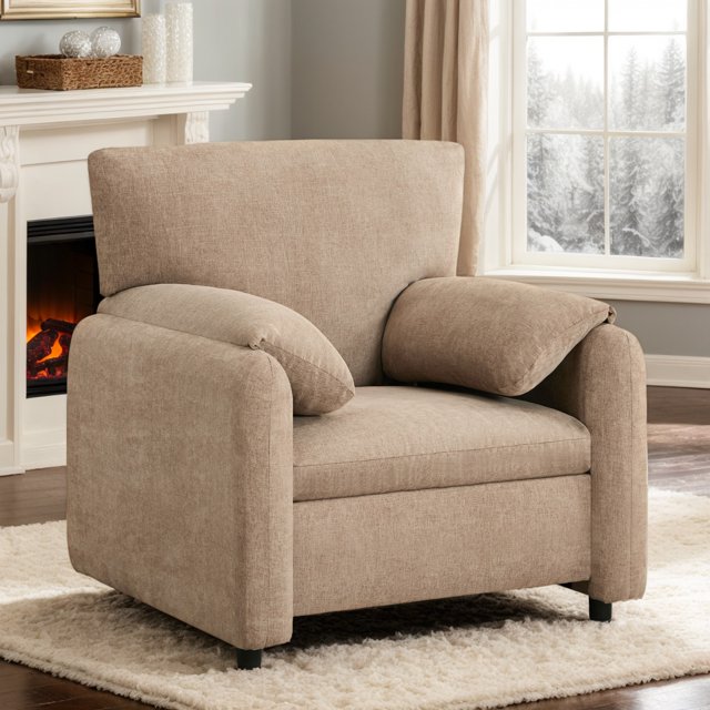 IMKHK Modern 38" Wide Accent Chair, Comfy Single Sofa Chair with 2 ...