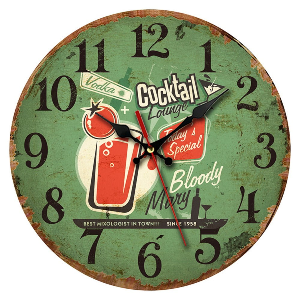 IMMEKEY Vintage Rustic Wall Clock, Silent Wooden Dial Cocktail Timer ...