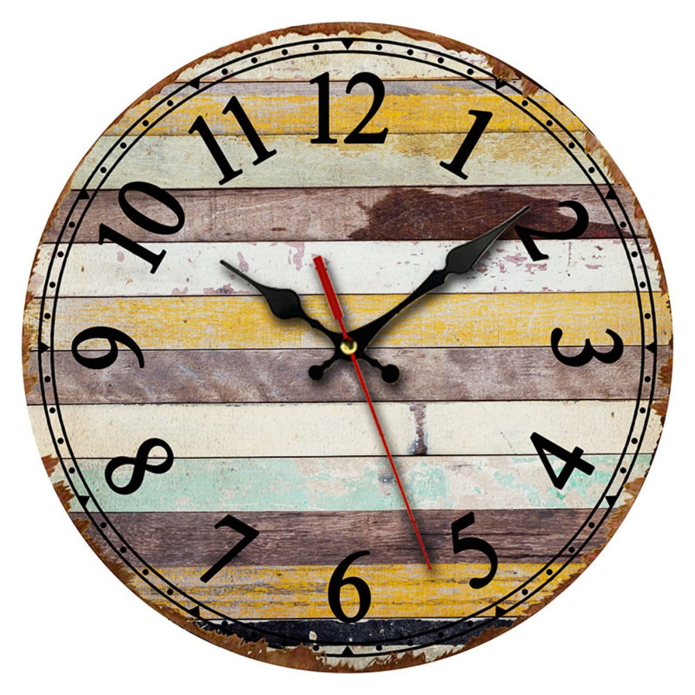 IMMEKEY Vintage Rustic Wall Clock, Silent Wooden Dial Timer Clock ...