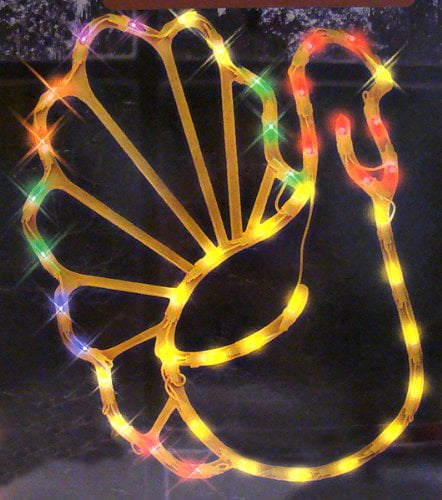 IMPACT 17" Yellow and Red Lighted Thanksgiving Turkey Window Silhouette ...