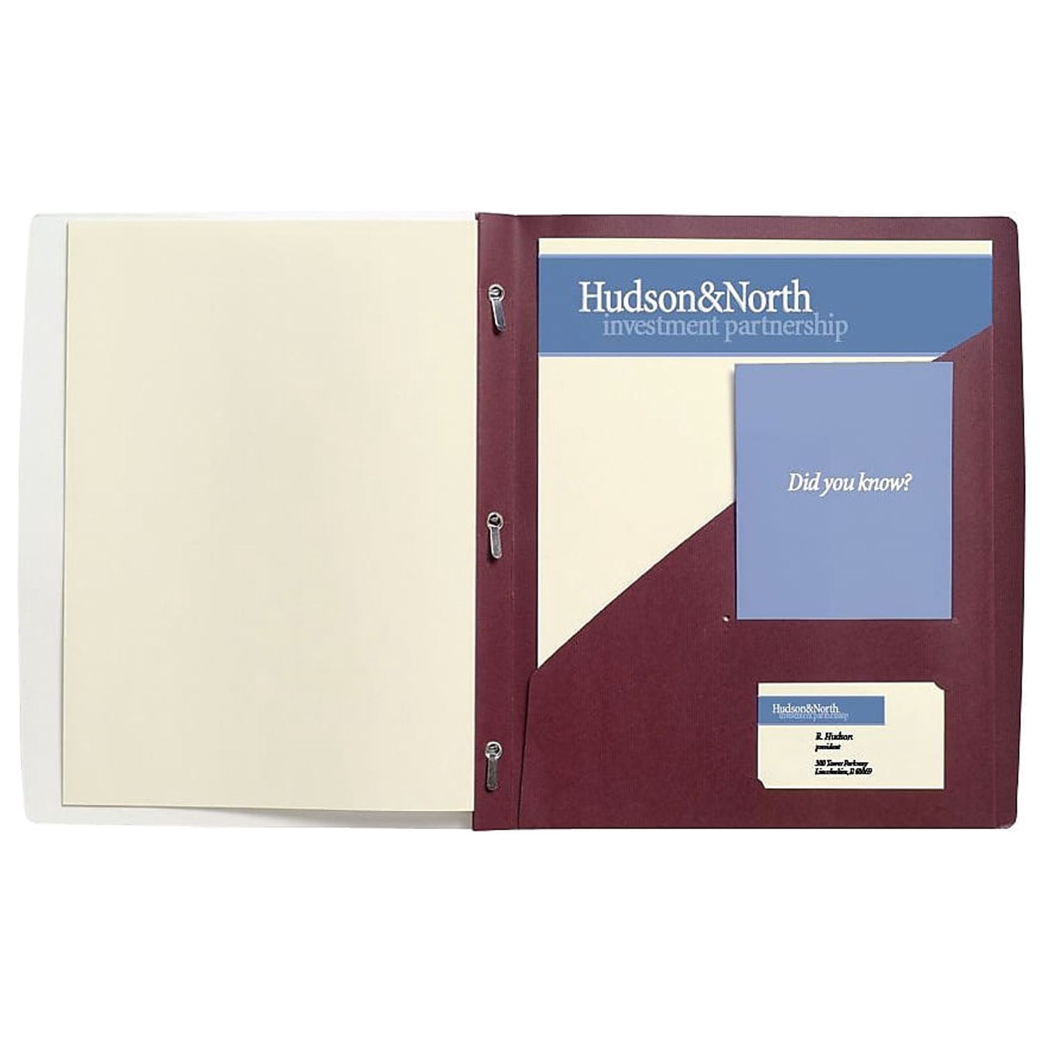 IMPACT Frosted Front Report Cover with Tall Pocket Prong Fastener 11 x ...