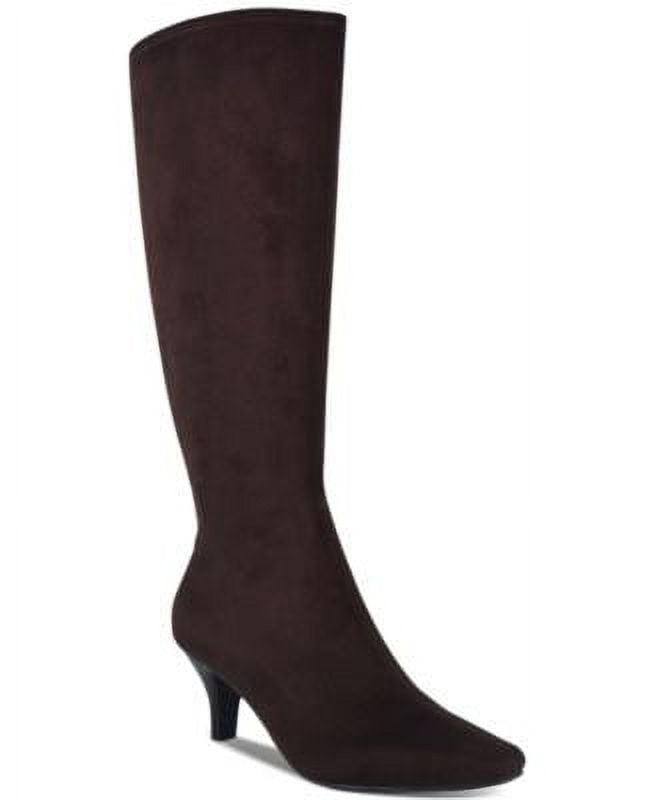 Impo Womens Black Comfort Namora Square Toe Kitten Heel Zip Up Heeled Boots 8 M