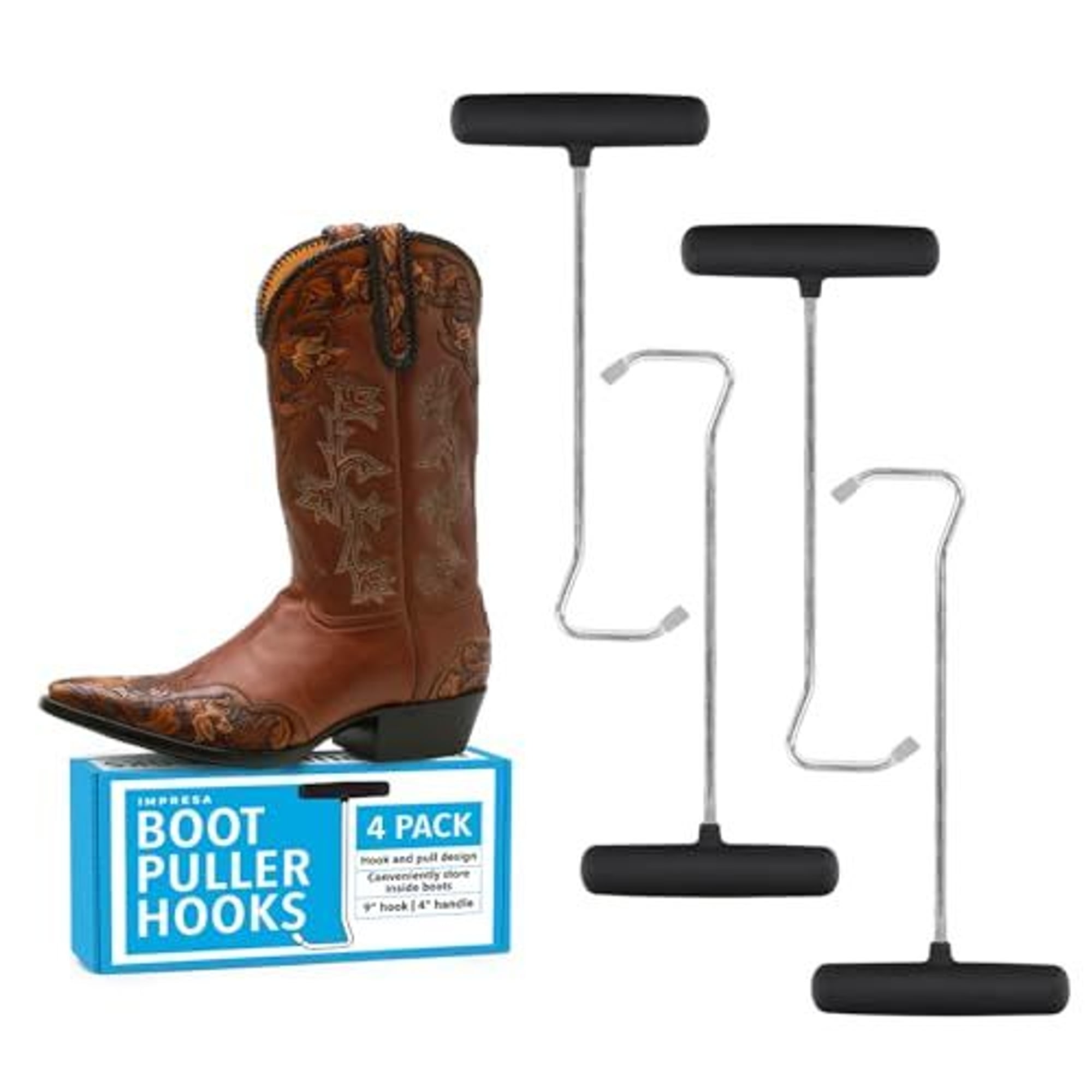 IMPRESA [2 Pairs] Boot Hooks Boot Pullers for Putting on Cowboy Boots ...