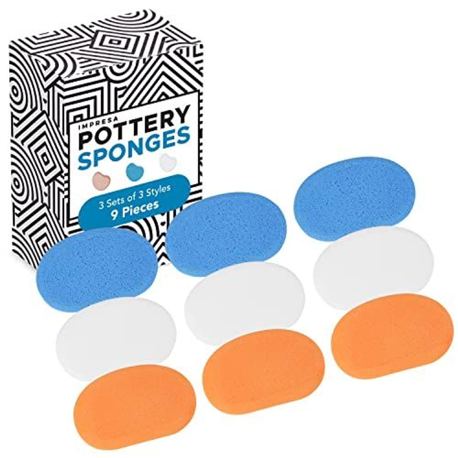 [9 Pack] Pottery Sponge - 3 Sets of 3 Densities - Art Sponges for ...