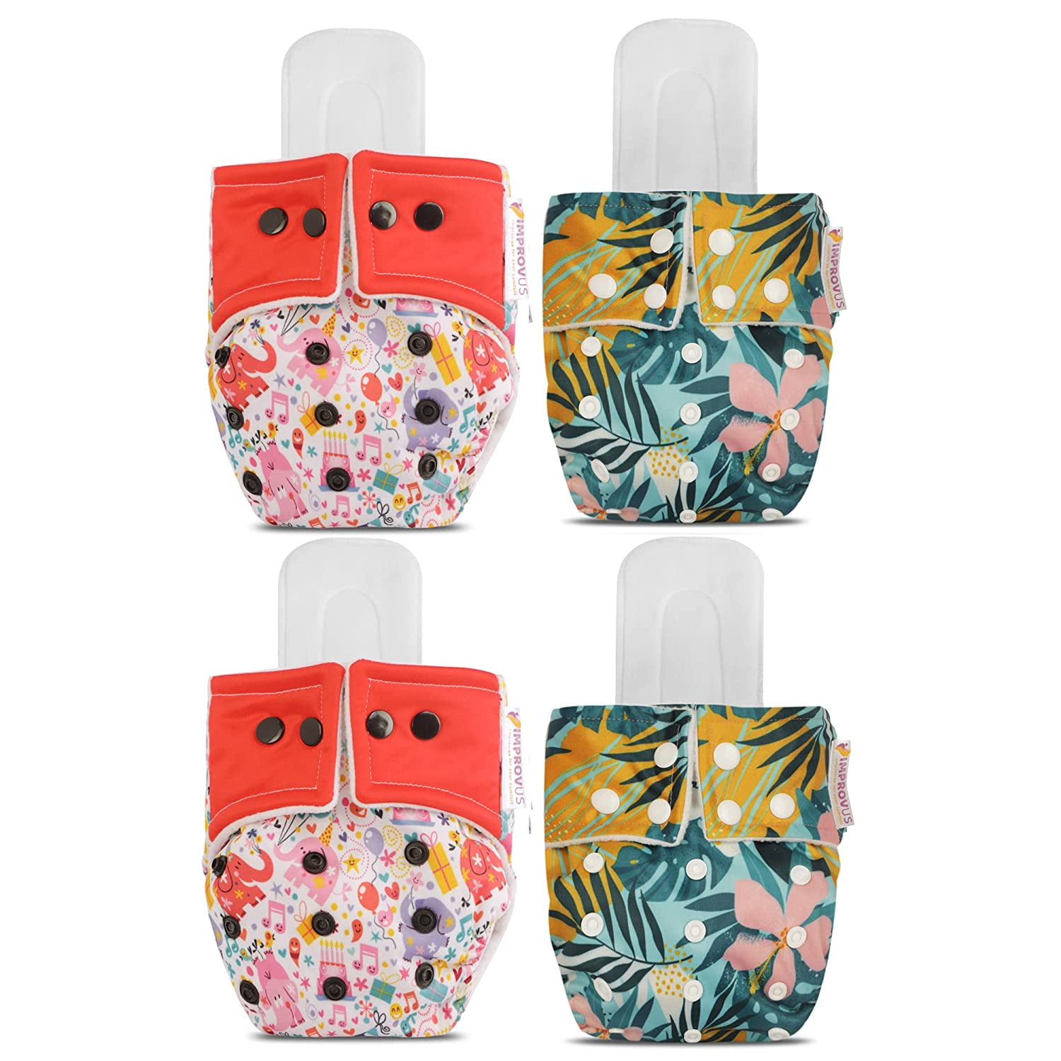 IMPROVUS 100% Cloth Diapers for Babies (0-3 Years), Reusable, Washable ...