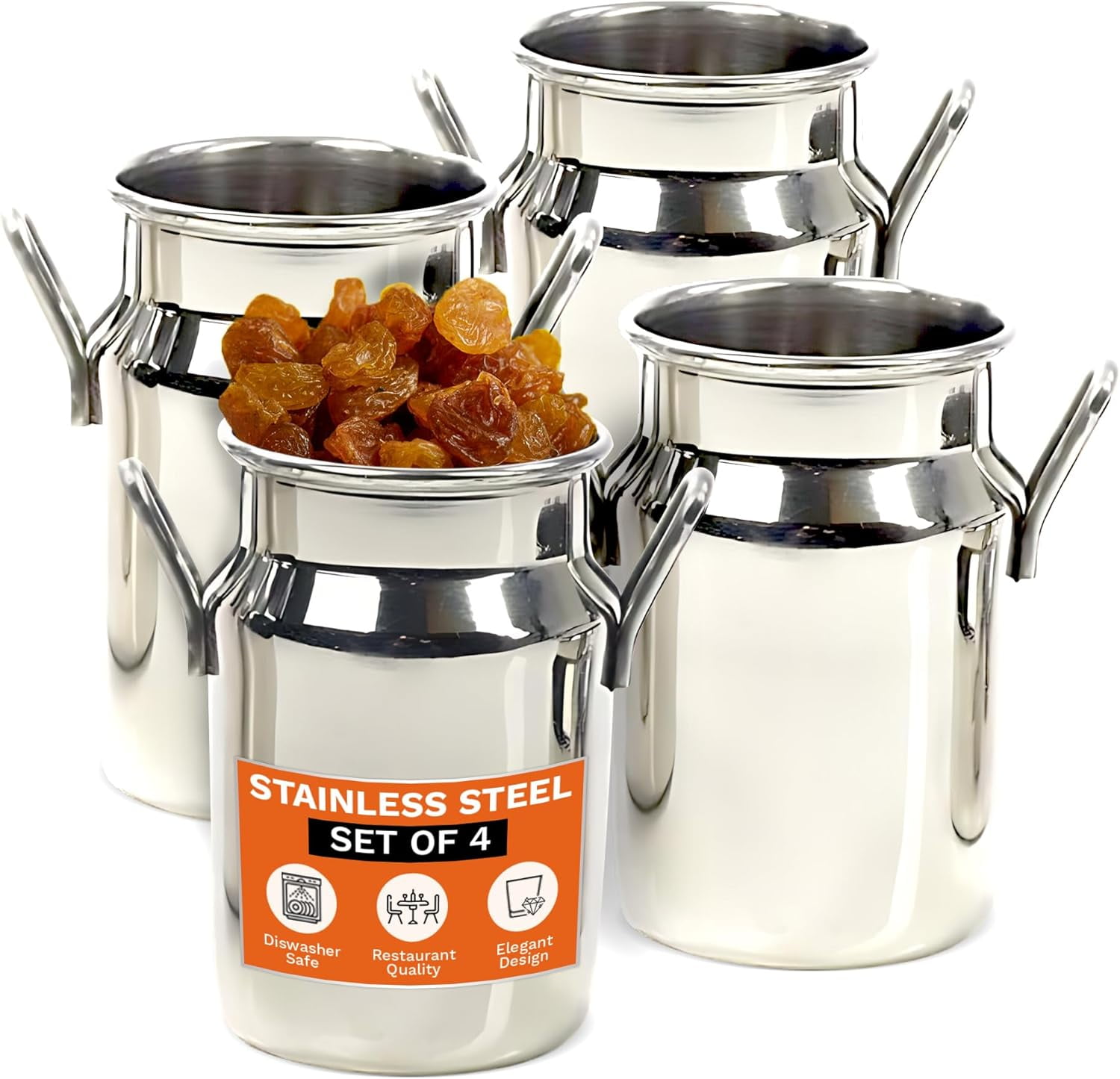 IMPULSE! Heidi Medium Mini Stainless Steel Milk Pail, Snack Jar Set ...