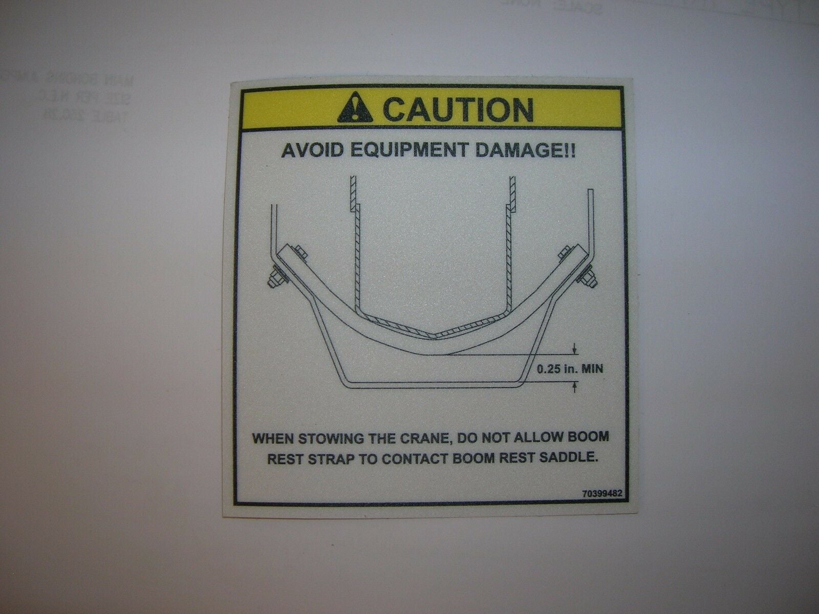 IMT (Iowa Mold Tooling) 70399482, "Avoid Equipment Damage" Crane Decal ...