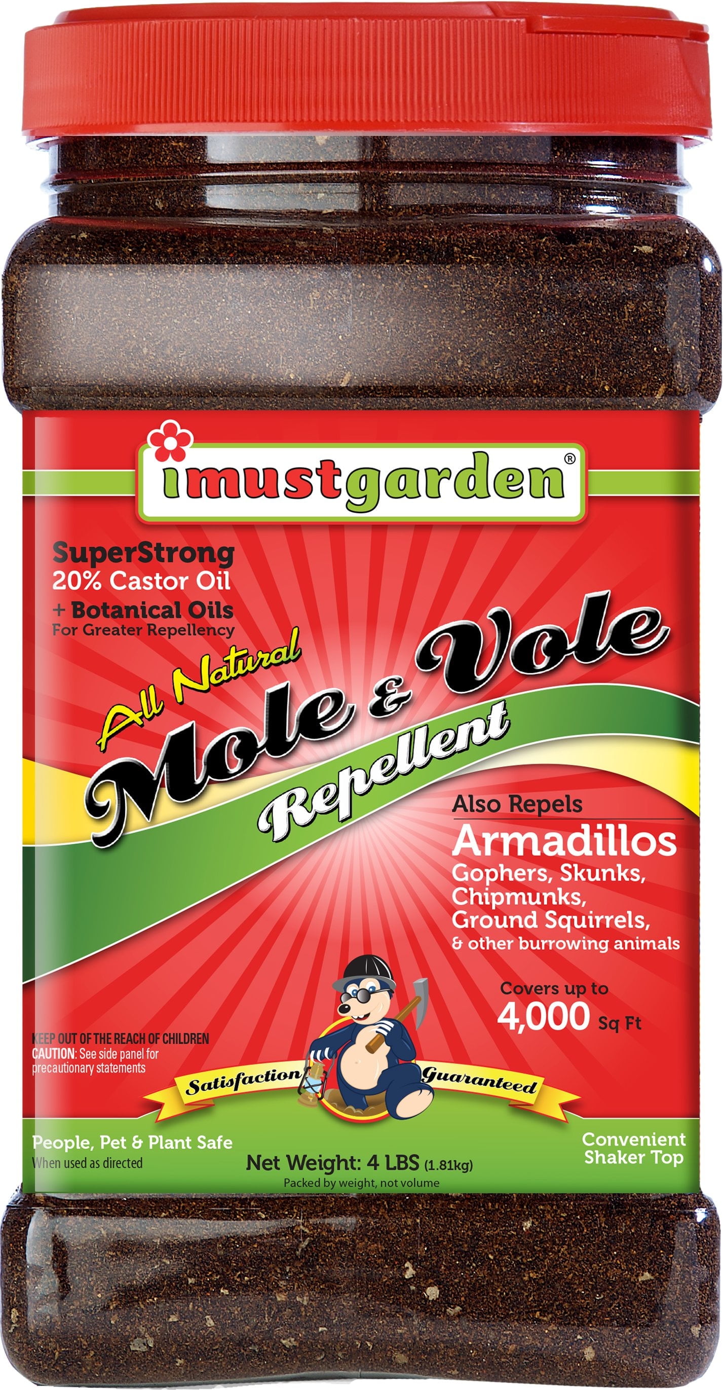 IMUSTGARDEN Mole and Vole Repellent Granules, 4 lb Shaker Jar for Lawns ...