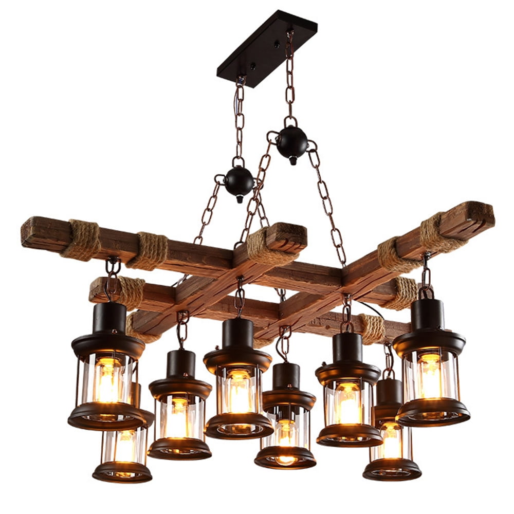 iMeshbean Rustic Farmhouse Wood Chandelier Pendant Lighting for Various ...