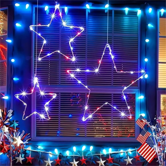 Lighted Flag Window Decoration