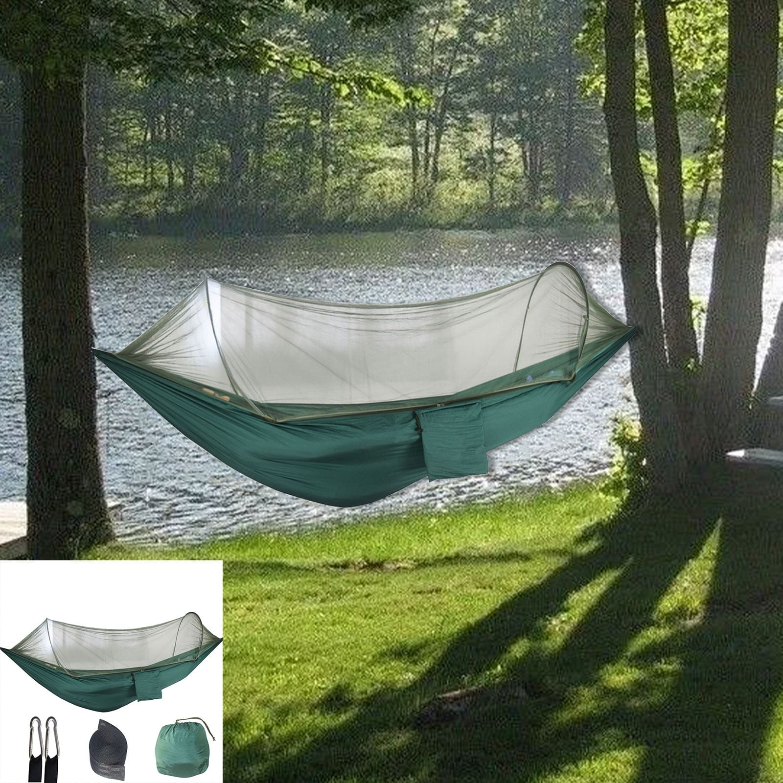 IMossad 98.43" x 47.24" Camping Hammock with Mosquito Net and Rain Fly ...