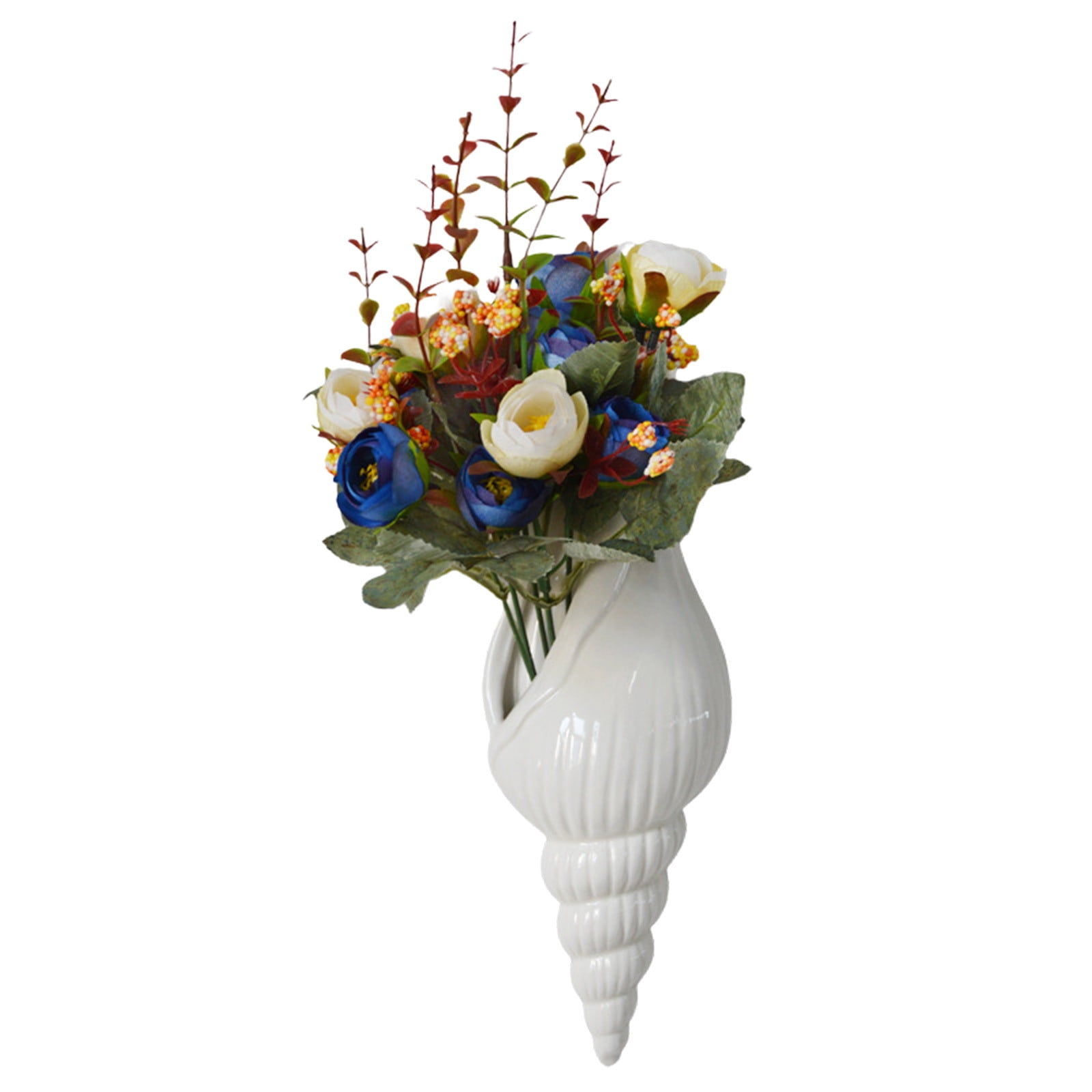 IMossad Contemporary White Plastic Conch Shaped Vase - Wall Mountable ...