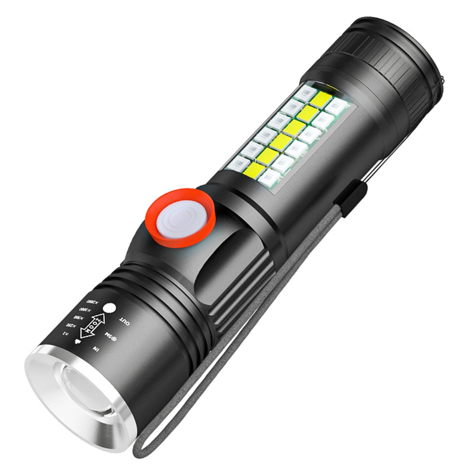 IMossad LED Flashlight with SideLight - USB Charging Lamp, Zoomable ...
