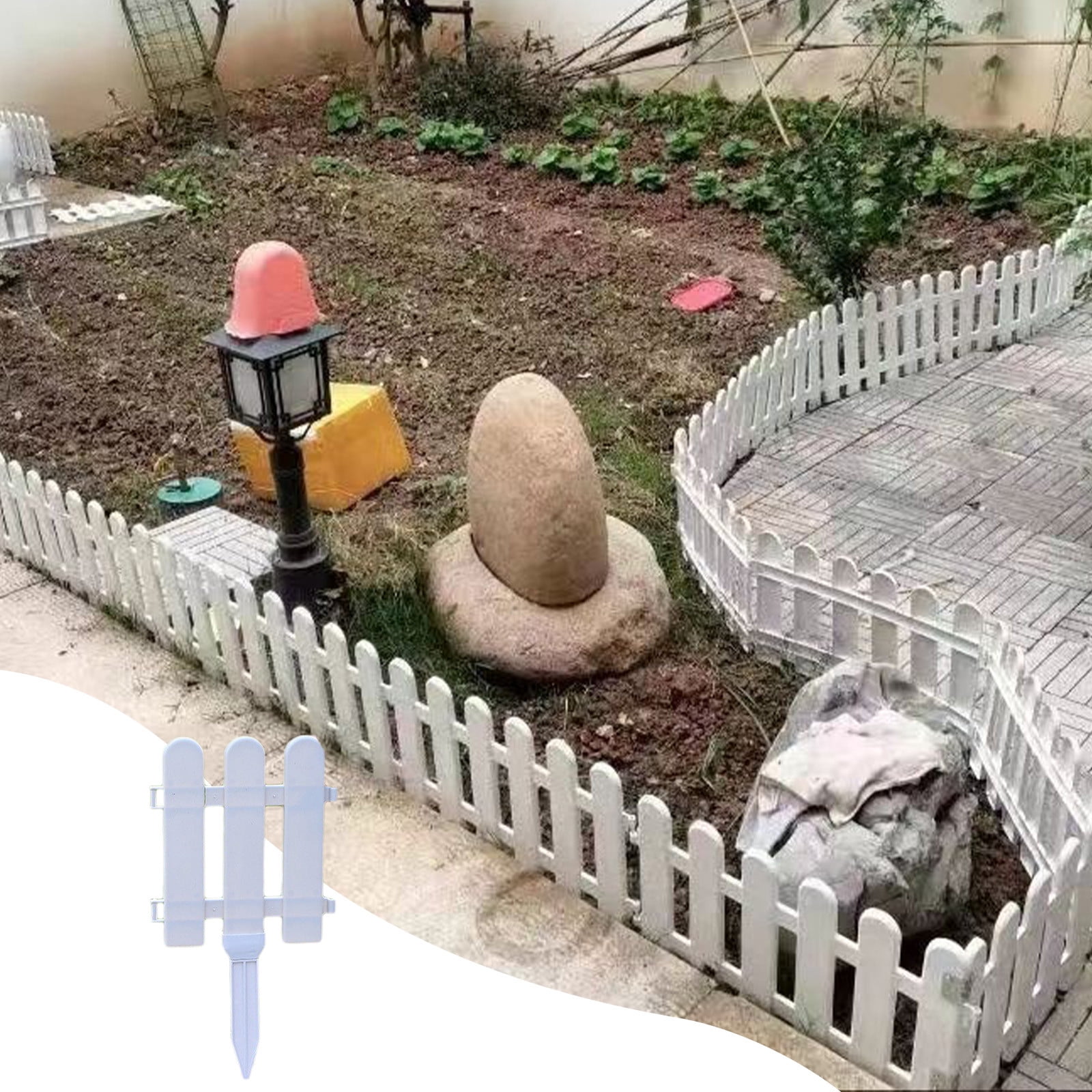 IMossad PVC Garden Fence for Flower Beds, White Mini Yard Fencing with ...